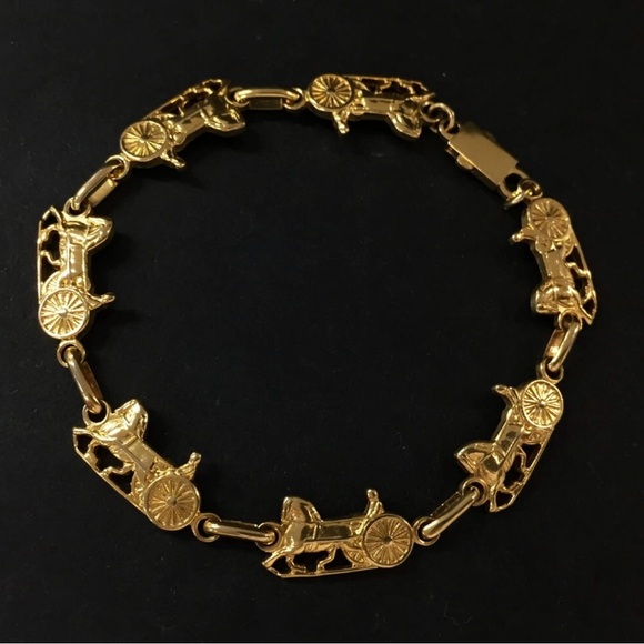 Celine | Jewelry | Celine Gold Plated Horse Carriage Bracelet | Poshmark